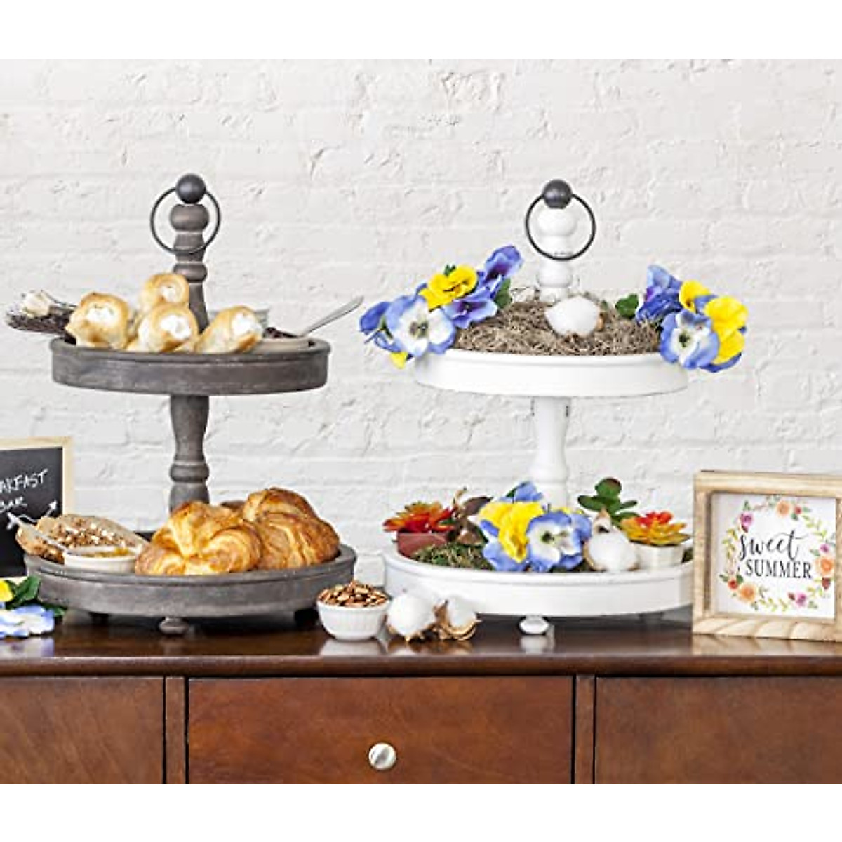 Beautiful Two Tiered Tray – Rustic Wooden Serving Tray Enhances Your Spring Decor - Perfect for Your Home Decorations