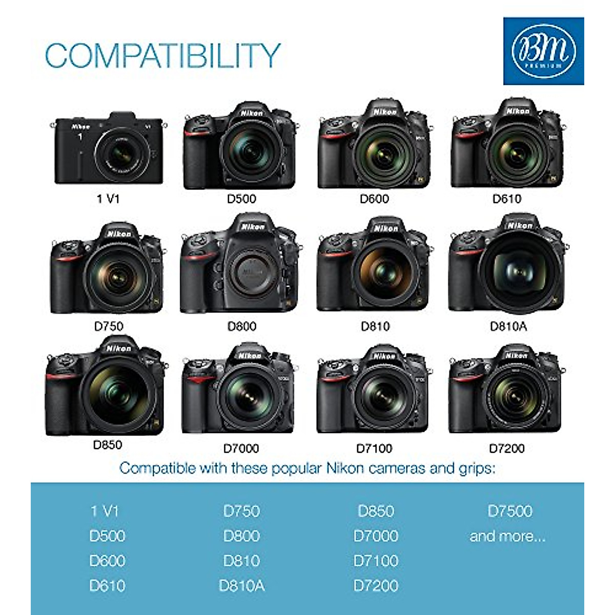 BM Premium EN-EL15C High Capacity Battery for Nikon Z5, Z6, Z6 II, Z7, Z7II D780, D850, D7500, 1 V1, D500, D600, D610, D750, D800, D800E, D810, D810A, D7000, D7100, D7200 Digital Cameras
