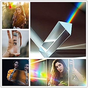 SAILHOME Prism, K9 Optical Glass Triangular Prism, 2.5",4",6"Optical Prisms Glass Physics Teaching Refracted Light Spectrum Rainbow Children Students Present