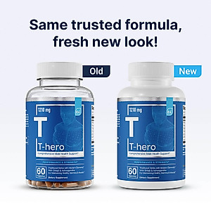 Essential Elements Male Health Supplement - Muscle Support & T-Health with DIM, Ashwagandha, Shilajit, More | T-Hero 60 Vegan Capsules (2-Pack)