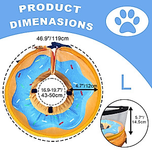 Inflatable Dog Cone, Soft Dog Cone Collar After Surgery for M L XL Dogs, with Detachable Anti Licking Shield and Inflator, 2 in 1 Adjustable Alternative, Does Not Block Vision, L