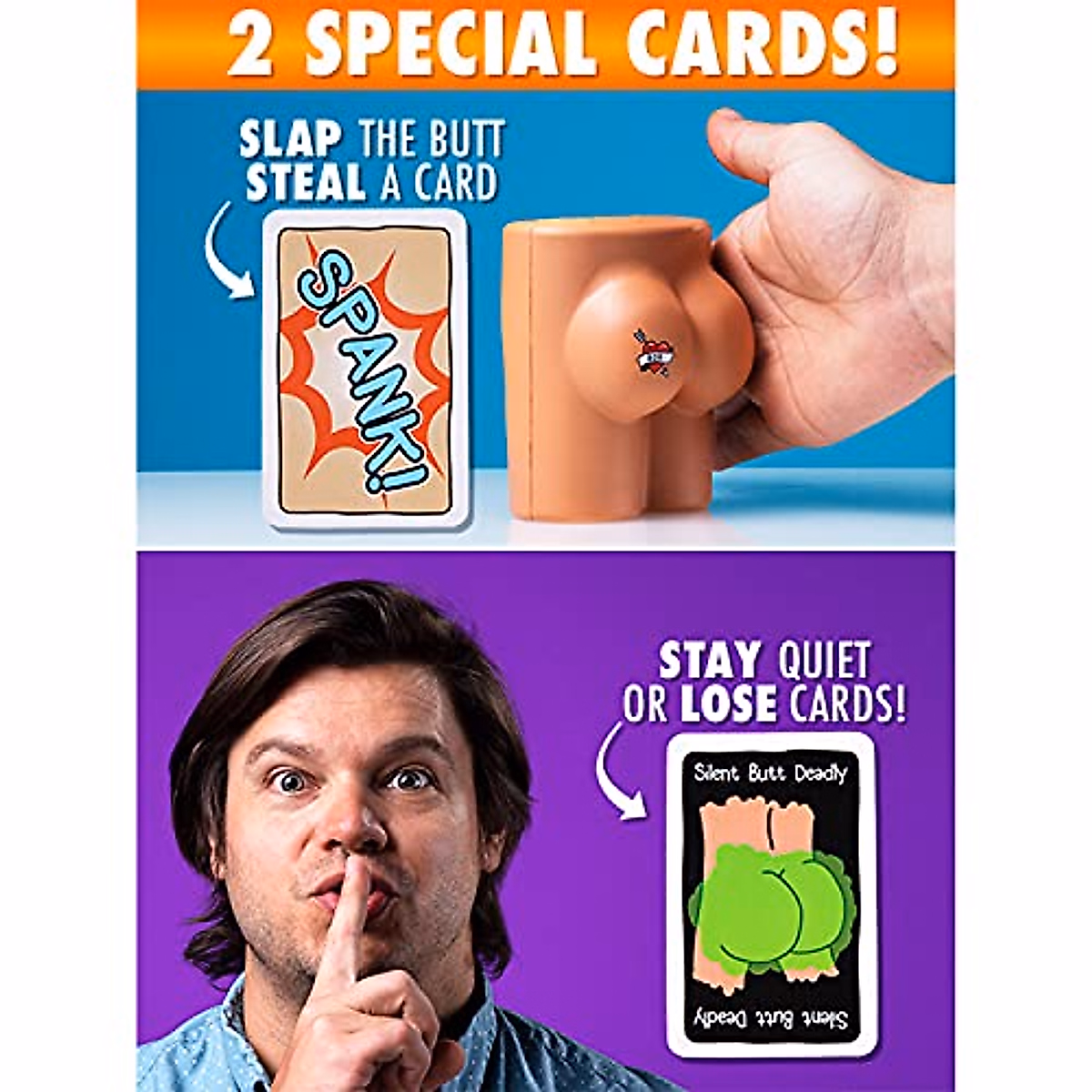 Bunch of Butts Card Game- Fast Paced, Funny Family Game, Easy to Learn, Portable &Travel Friendly for Any Occasion, Includes Card Holder & 71 Cards, 2 to 8 Players, 10 to 15 Min Play Time, Ages 7+