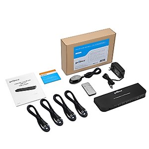 gofanco 4 Port 4K 60HZ DisplayPort KVM Switch with USB 3.0 – DisplayPort 1.4, 4K @60Hz 4:4:4, HDR, HDCP 2.2/1.4, USB Keyboard/Mouse, USB 3.0 Hub, MIC in, Stereo Out, IR Remote, Hotkeys (KVMDP-4P)