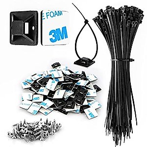 Zip Tie Mount 3/4" Black Small Wire Tie Adhesive Mounting,100 Pcs for Wire Clips Cable Management Cable Tie Anchors,Durability Pro-grade UV Wire Holder organizer