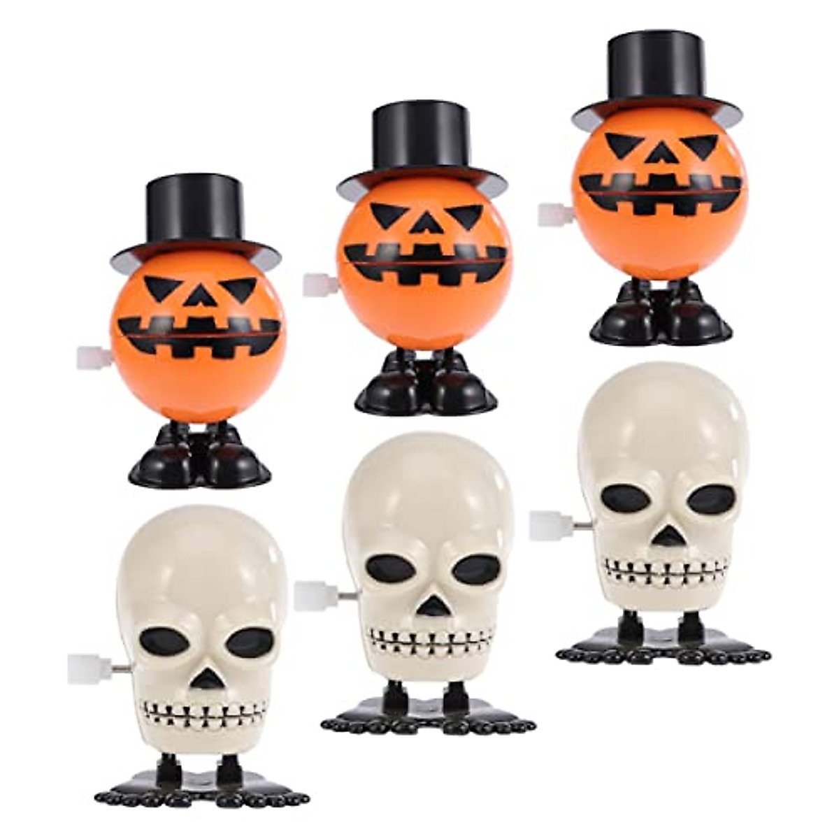 TOYANDONA 24pcs Small Gift Goodie Pumpkin Kids, Up Wind- Goodies Wind Walking Head Stuffers Toys Fillers Clockwork and Jumping Jack Party Favors Funny Halloween Toy Novelty Supplies Bag