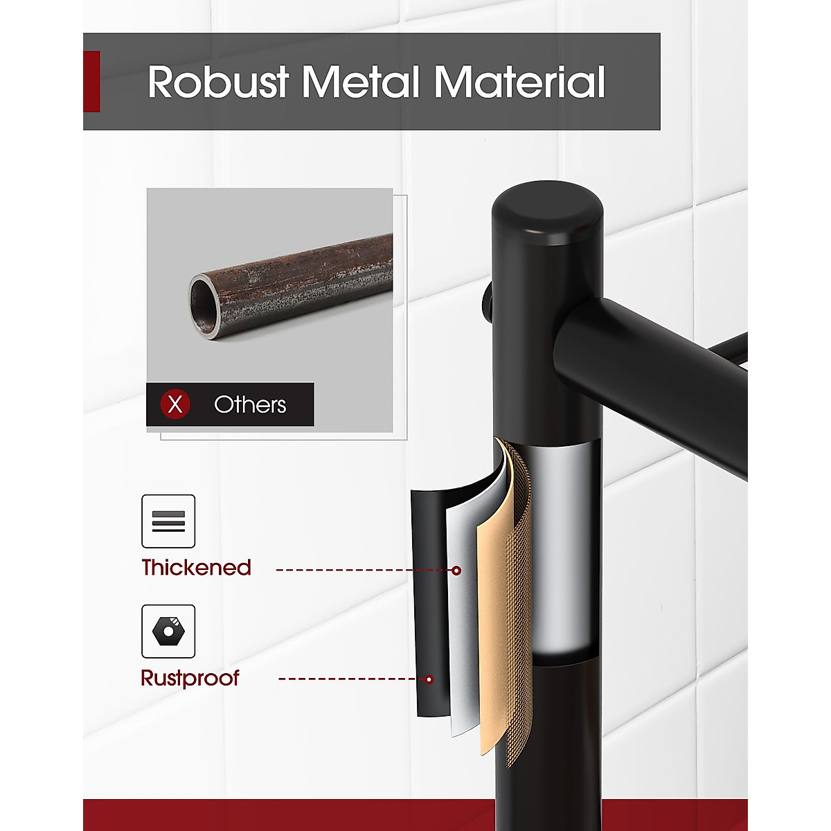 Sakugi Storage Shelves - 5 Tier Shelf Organizer, Heavy Duty Garage Shelving Unit with Leveling Feet, Stable Metal Shelves Organizer for Pantry, Kitchen and Closet, 33.1" W X 12.6" D X 72.0" H, Black