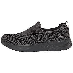 Skechers Women's MAX Cushioning LITE-Knit Slip ON Sneaker, Black/Gray, 6.5