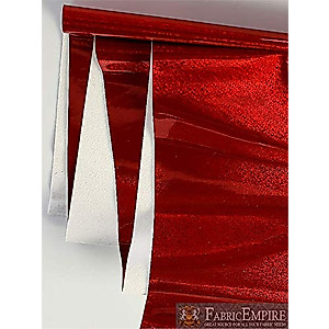 Fabric Empire Small Sparkle RED Vinyl Upholstery Hologram Glossy Fabric 54" Wide Sold by The Yard