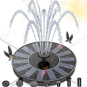 AMZtime 1.4W Solar Bird Bath Fountain with 4 Fixed Rods, Solar Fountain Pump with Upgraded Solar Panels, Solar Powered Floating Water Fountain Pump for Bird Bath, Ponds, Garden, Fish Tank and Outdoor