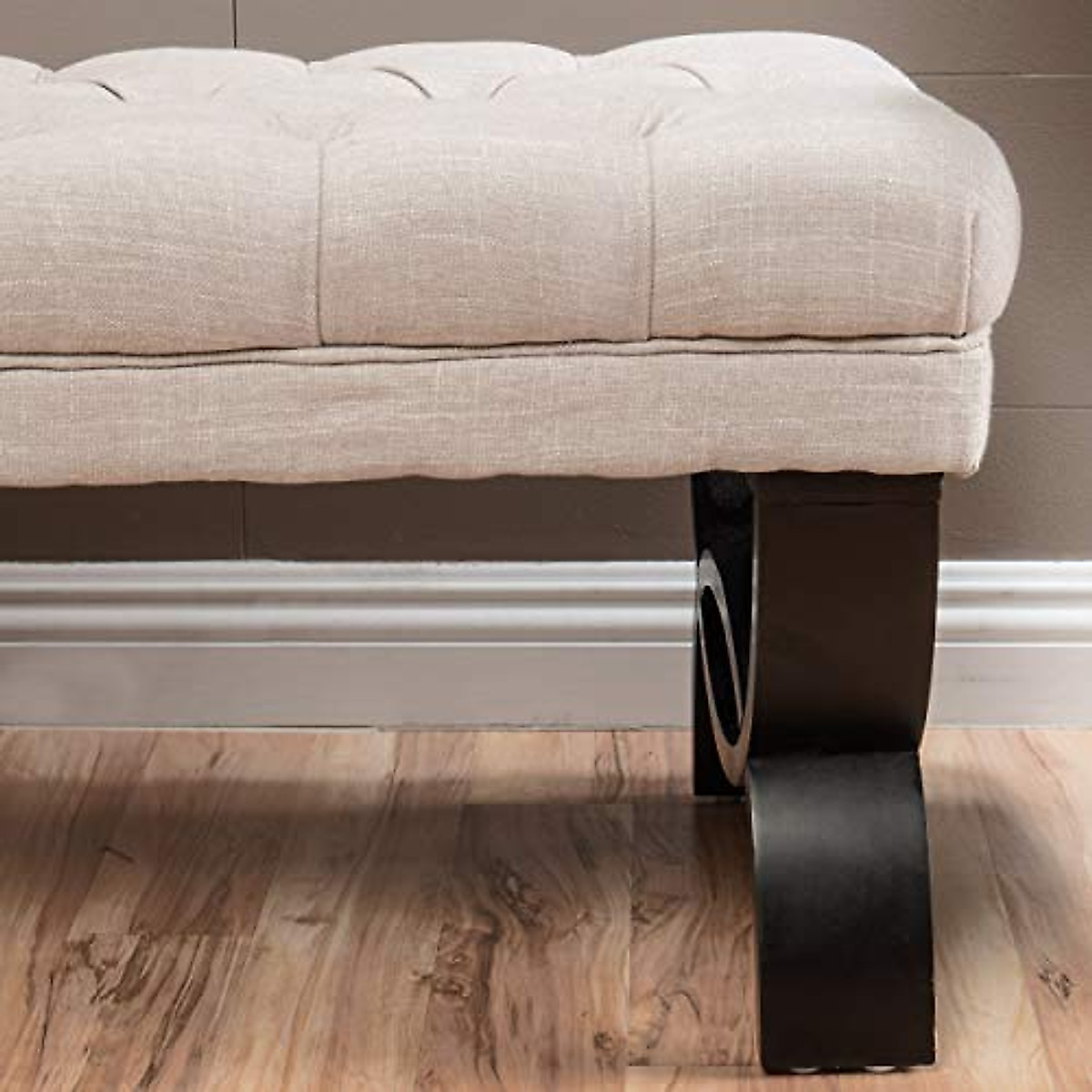 Christopher Knight Home Scarlett Tufted Fabric Ottoman / Bench, Light Beige