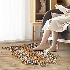 MACEVIA Leopard Rug Cheetah Print Rug Area Carpet Cute Western Decor Animal Skin Rugs for Living Room Bedroom Non-Slip 43.3" L x 29.5" W(3.6ft x 2.4ft)