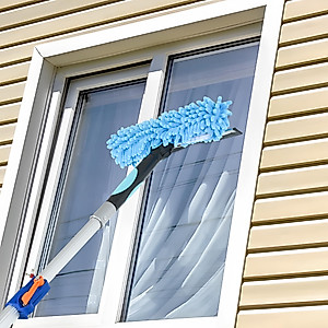 SHINMING 5-12FT Reach Telescoping Extension Pole, Multi-Purpose Extendable Pole with Universal Twist-on Metal Tip for Hanging Light Bulb Changer, Paint Roller, Duster, Window/Gutter Cleaning (5-12FT)