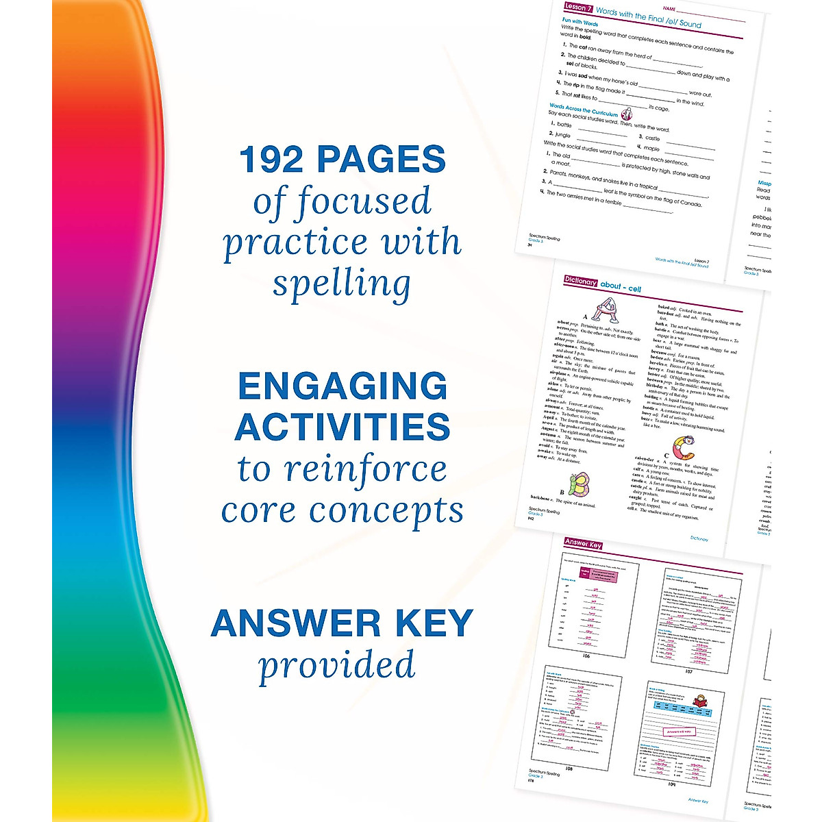 Spectrum Spelling Workbook Grade 3, Ages 8 to 9, 3rd Grade Spelling Workbook Covering Phonics, Handwriting Practice with Vowels, Consonants, Dictionary Skills, and More, Spelling Books for 3rd Grade