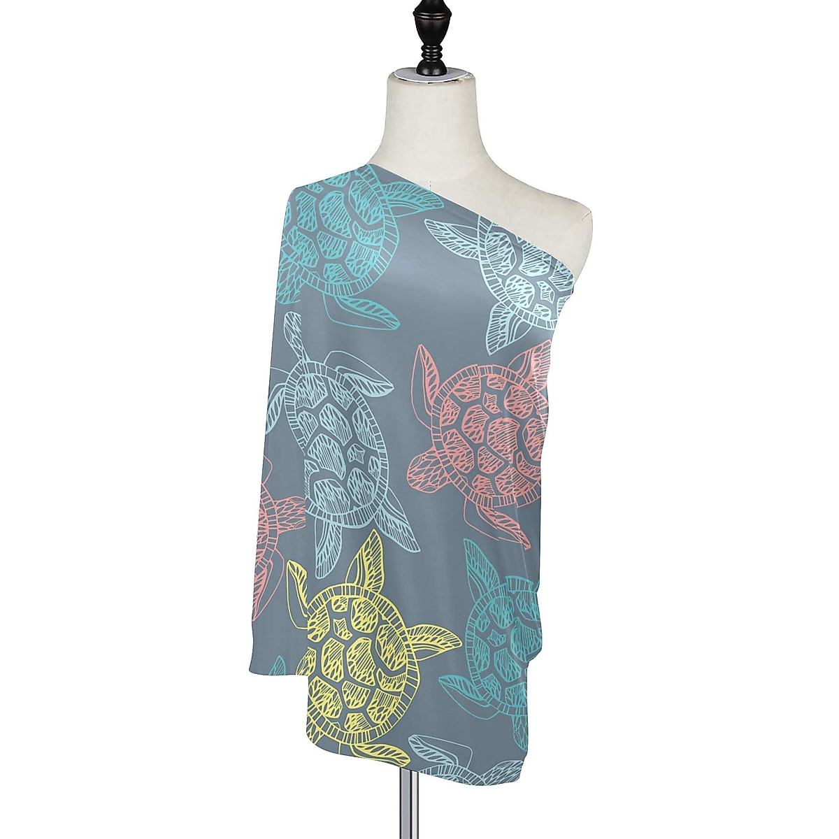 WELLDAY Baby Car Seat Covers Colorful Sea Turtles Stretchy Breastfeeding Scarf Breathable Infant Carseat Canopy Nursing Covers Multi Use for Stroller High Chair Shopping Cart Boys and Girls