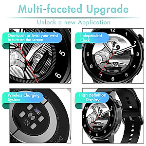 EKTON Smart Watches for Men & Women - Smart Watch for Android Phones, Make/Answer Calls, Messaging, Voice Assistant, NFC Functions, Wireless Charging, Long Battery Life, Black