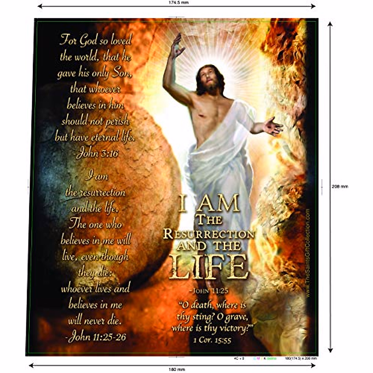 I Am The Resurrection, LED Flameless Devotion Prayer Candle, Religious Gift, 6 Hour Timer for More Hours of Enjoyment and Devotion! Dimensions 8.1875" x 2.375"