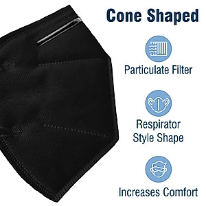 WECARE Black KN95 Adult Face Masks 20 Pack - Individually Wrapped Disposable 4 Ply Particulate Respirator Mask - Anti Fog, PM2.5, Comfortable Folded Design