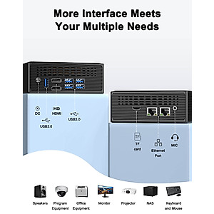 AWOW Mini PC Windows 10 Intel Celeron J3455 6GB LPDDR4 128GB SSD, Mini Desktop Computer, AK34 PRO Quad Core Small Computer, Dual Gigabit Ethernet NIC, 2*HDMI 1.4 4K@30Hz, 5*USB3.0, Bluetooth,Black
