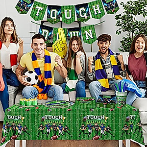 Football Party Supplies Kit Including Disposable Dinner Plate,Napkin,Tablecloth for Game Day, Touch Down Party, Football Birthday Party Decorations（20 Guests）