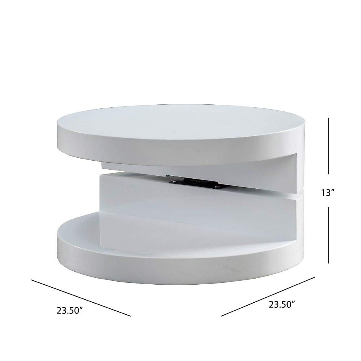 Christopher Knight Home CKH Small Circular Mod Rotatable Coffee Table, Glossy White