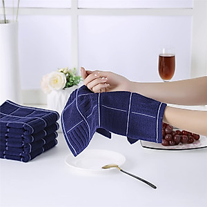 Glynniss Kitchen Towels and Dishcloths Set, Four Dish Towels 16x26 Inches, Four Absorbent Dish Cloths for Washing Dishes 12x12 Inches, Cleaning and Drying for Everyday Use Pack of 8 (Blue)