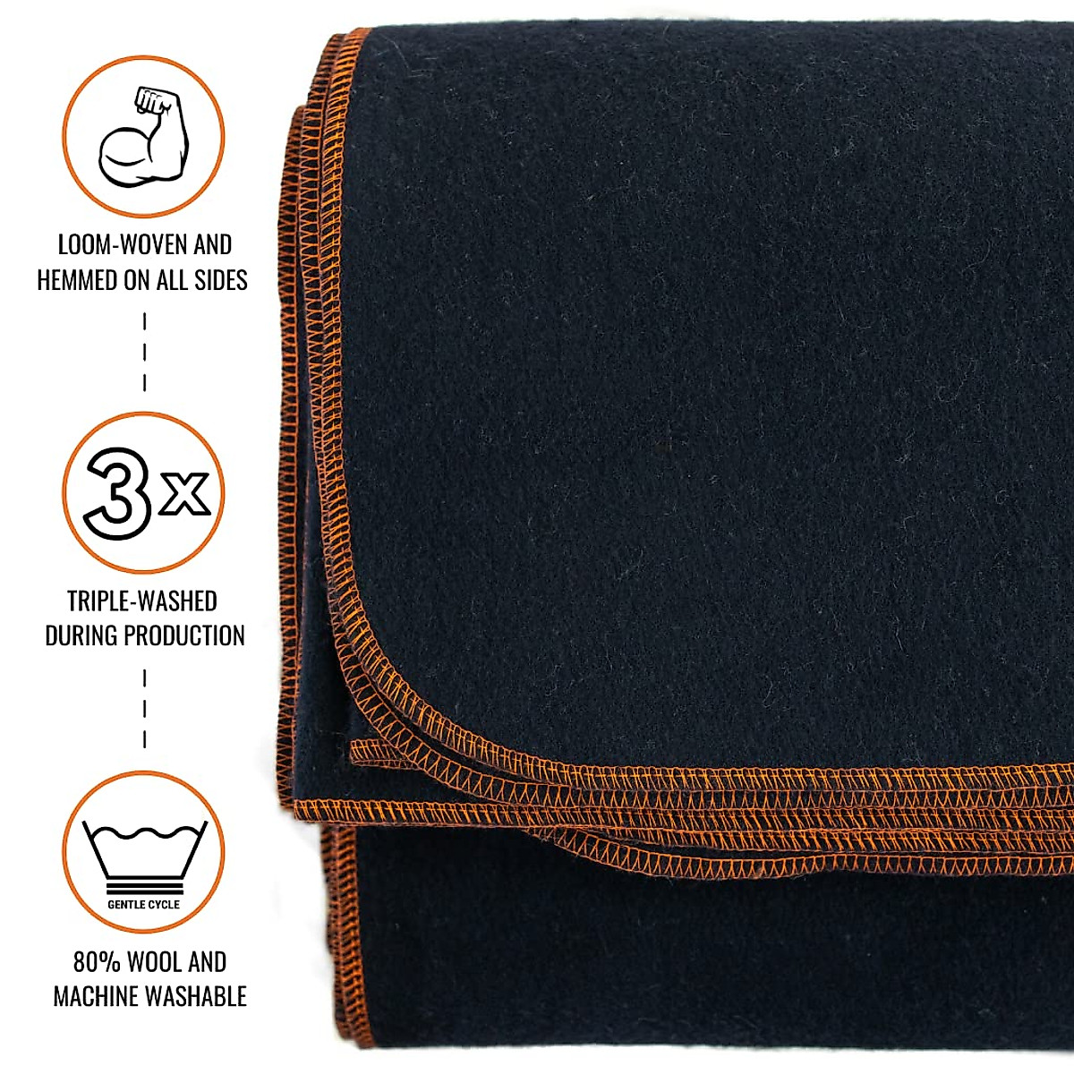 Arcturus Military Wool Blanket - Warm, Thick, Washable - Great for Outdoors, Camping, Stadium Blanket, Picnics, Travel - Car & Bushcraft Survival Kits, Large 64" x 88" 4.5 lb