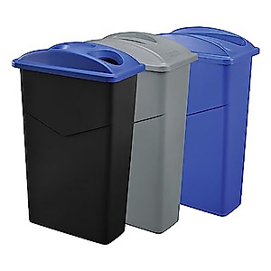 Global Industrial Triple Recycling Trash Container System, 23 Gallon Each