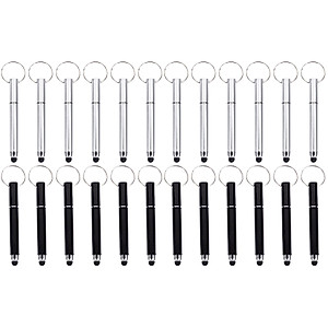 Tofficu 24 Pcs Touch Screen Ballpoint Pen Key Carabiner Stylus Pen Keychain Screen Stylus Pen Black Drawing Pens Ball Point Pens Black Drawing Pen Key Chain Portable Plastic Digital Tablet