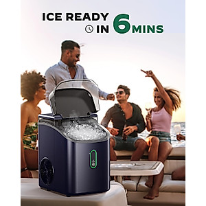 Silonn Nugget Ice Maker Countertop, Pebble Ice Maker with Soft Chewable Ice, One-Click Operation Ice Machine with Self-Cleaning, 33lbs/24H for Home,Kitchen,Office