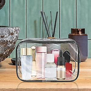 Liatinbo 3Pcs toiletry bag for traveling women,Makeup Bag with Zipper, TSA Approved Toiletry Bag,travel size toiletries essentials (Clear black)