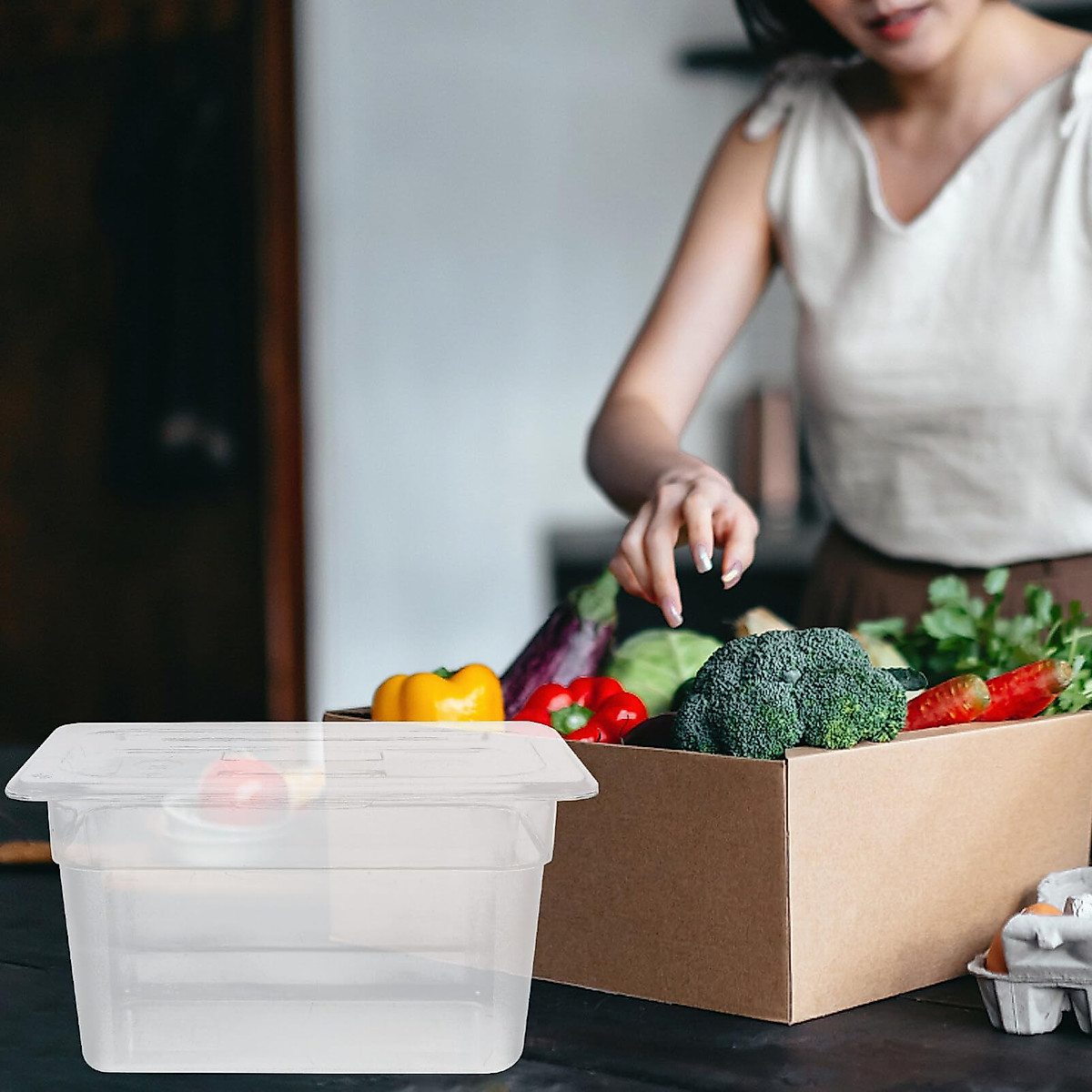 Kichvoe 1 Set plastic freezer organizer vegetable tray with lid food storage containers food prep storage containers freezer containers plastic storage containers bread with cover bacon