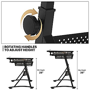 MoNiBloom Height-Adjustable Drafting Table, Tiltable Tabletop Drawing Table Adult Art Craft Work Station w/Stool for Reading Writing Painting, Homeschooling Desk for Children with 2 Storage Drawers
