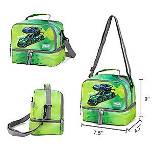 Tilami Rolling Backpack 18 inch Double Handle with Lunch Bag Wheeled Kids Backpack, Spaceship Blue