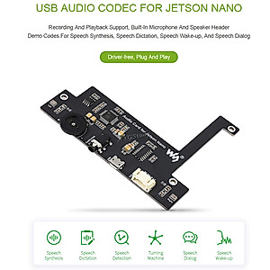 USB Audio Codec for Jetson Nano, USB Sound Card Driver-Free Plug and Play Support Recording and Playback Built-in Microphone and Speaker Header @XYGStudy