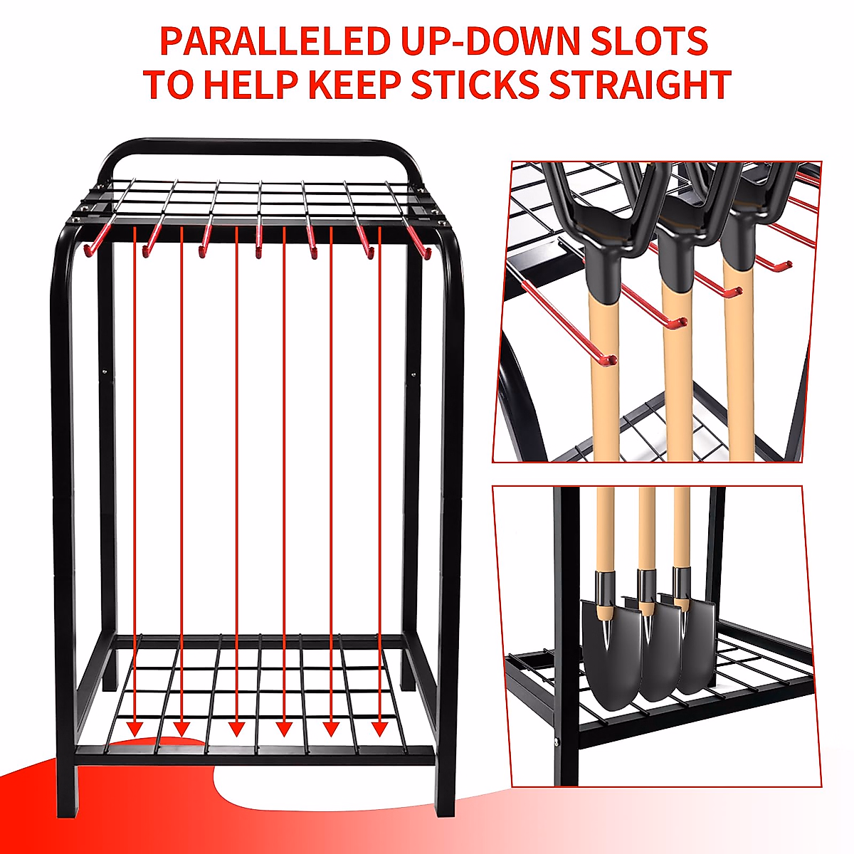 Trieez Heavy Duty Garden Tool Storage, Garden Tool Organizer - Sturdy Garden Yard Tool Rack for Garage Organization and Storage, Shed, Yard Tool Holder, Garage Tool Organizer Rack