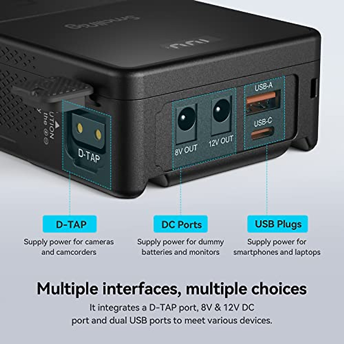 SmallRig V Mount Battery VB50, 3400mAh 50Wh 14.8V mini V-Mount Battery Support 45W PD USB-C Fast Charger, with D-TAP, USB-A, Dual DC Port, OLED Screen, for Camera, Camcorder, Monitor, Filmmaker - 3579