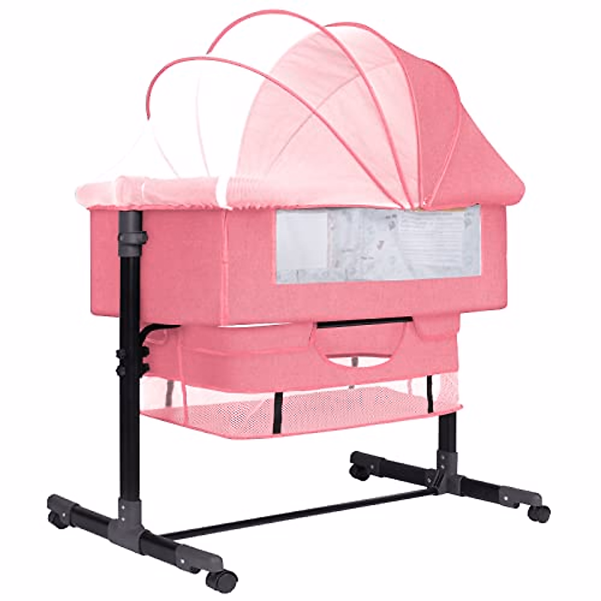 RICUTON Bassinet Bedside Sleeper, 3 in 1 Bedside Bassinet for Baby with Mosquito Nets and Wheels, Large Storage Bag, Heigt Adjustable, Easy Assemble