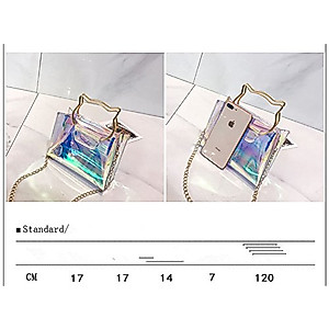 Holographic Clear Jelly Tote Bag Mini Hologram Crossbody Purse for Women with Cute Handle