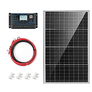 Nicesolar 50W 12V Solar Panel kit Monocrystalline Off Grid System Battery Charger for RV Boat Trailer Cabin Garden Shed Home, with 20A Charge Controller for 12V Lead-Acid & Lithium & LiFePO4 Battery