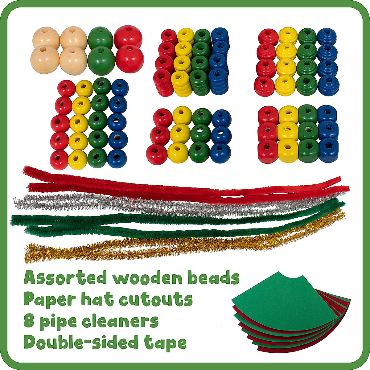 READY 2 LEARN Christmas Crafts - Create Your Own Bead Elves - DIY Ornaments for Kids - Christmas Tree Decoration - All Materials Included, Blue,Green,Red, Set of 4