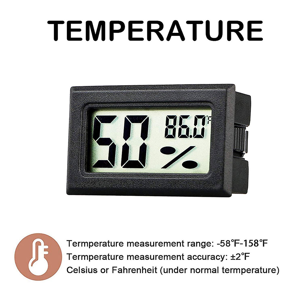 Rojuna Mini Thermometer Hygrometer, Small Digital Electronic Temperature Humidity Meters Gauge Indoor LCD Display Fahrenheit for Humidors, Greenhouse, Garden, Cellar, Fridge, Mason Jar (5)