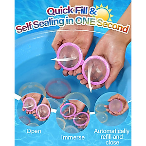 ALTOR Reusable Water Balloons, Magnetic Self Sealing Quick Fill Water Balloons, Latex-Free Silicone Water Balloons, No Pick UP after Water Fight Games, Summer Toys for Kids Adults (Glitter-15 Pcs)
