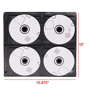 Vaultz CD Insert Pages, 3 Hole Punched, 10 x 10.875 Inches, 8 CDs/Page, 50 Pages/Pack, Black (VZ01415)