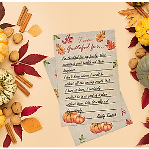 50 Pcs Thanksgiving Table Place Cards Fill in Gratitude Cards Harvest I Am Thankful For Card Autumn Dinner Settings Wedding Fall Party Supplies Decor
