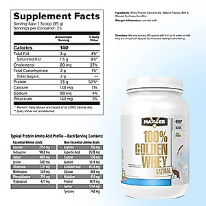 Maxler 100% Golden Whey Protein Powder - Natural Clean Whey Formula for Pre & Post Workout - Low Sugar & Low Carb Protein Powder - GMO, Gluten Free, Naturally Sweetened - Coconut Protein Powder 2 lb
