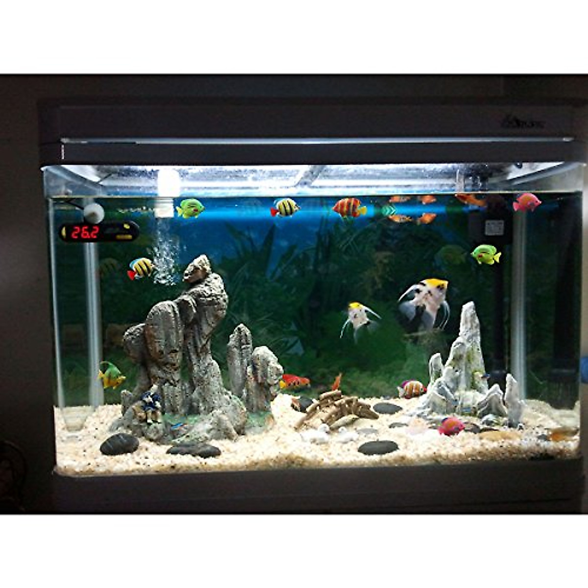 TINKSKY 10pcs Plastic Artificial Moving Floating Fishes Ornament Decorations for Aquarium Fish Tank (Random Color Pattern)