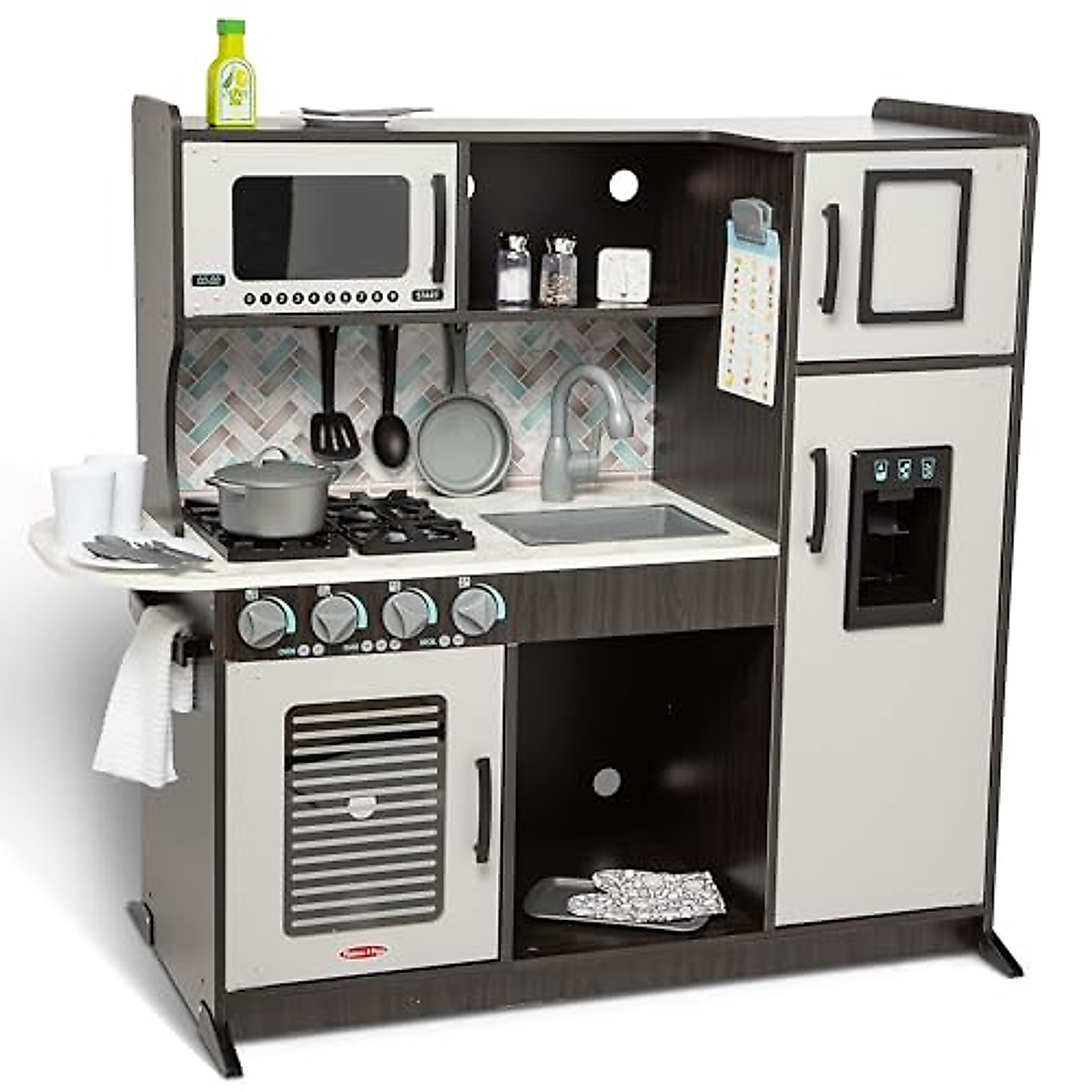 Melissa & Doug Wooden Chef’s Pretend Play Toy Kitchen With “Ice” Cube Dispenser – Charcoal Gray - Kitchen Play Set For Toddlers And Kids Ages 3+