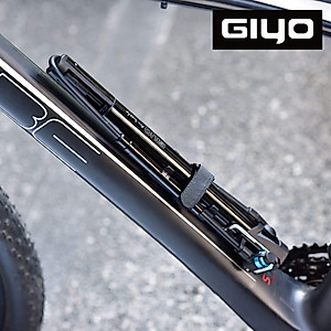 GIYO Bike Frame Floor Pump - Compact & Durable, Fast Tire Inflation for Road & MTB - Presta/Schrader, Max 140 psi - Small Pump with Gauge (GM631)