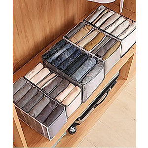 2 Pcs Wardrobe Clothes Organizer - 7 Grids Closet Organizers and Mesh Clothes Storage for Clothes, Washable Portable Foldable Drawer Organizers for Underwear, Leggings, Socks, Jeans, Skirts, T-Shirt