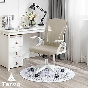Tervo Office Chair | Foldable & Adjustable Height for Small Spaces | Gaming Chair | Swivel Desk Chair for Home Work | Ergonomic Mesh Computer Chair for Bedroom (Beige)